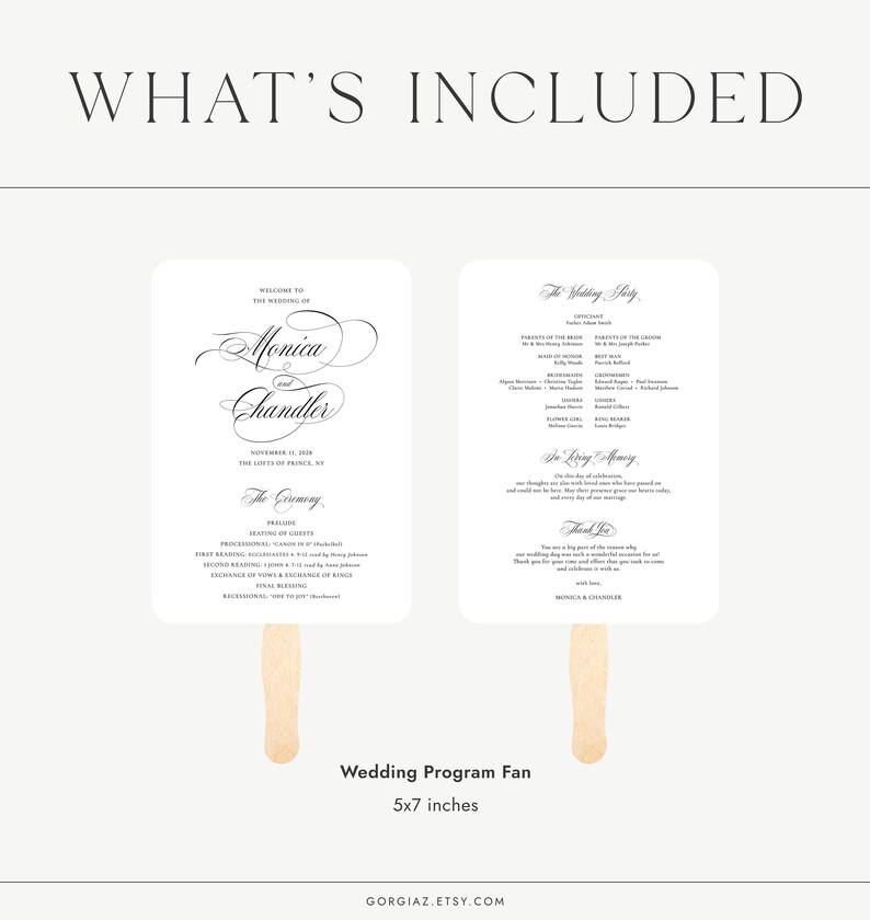 Classic Wedding Program Fan Template Elegant Traditional - Etsy