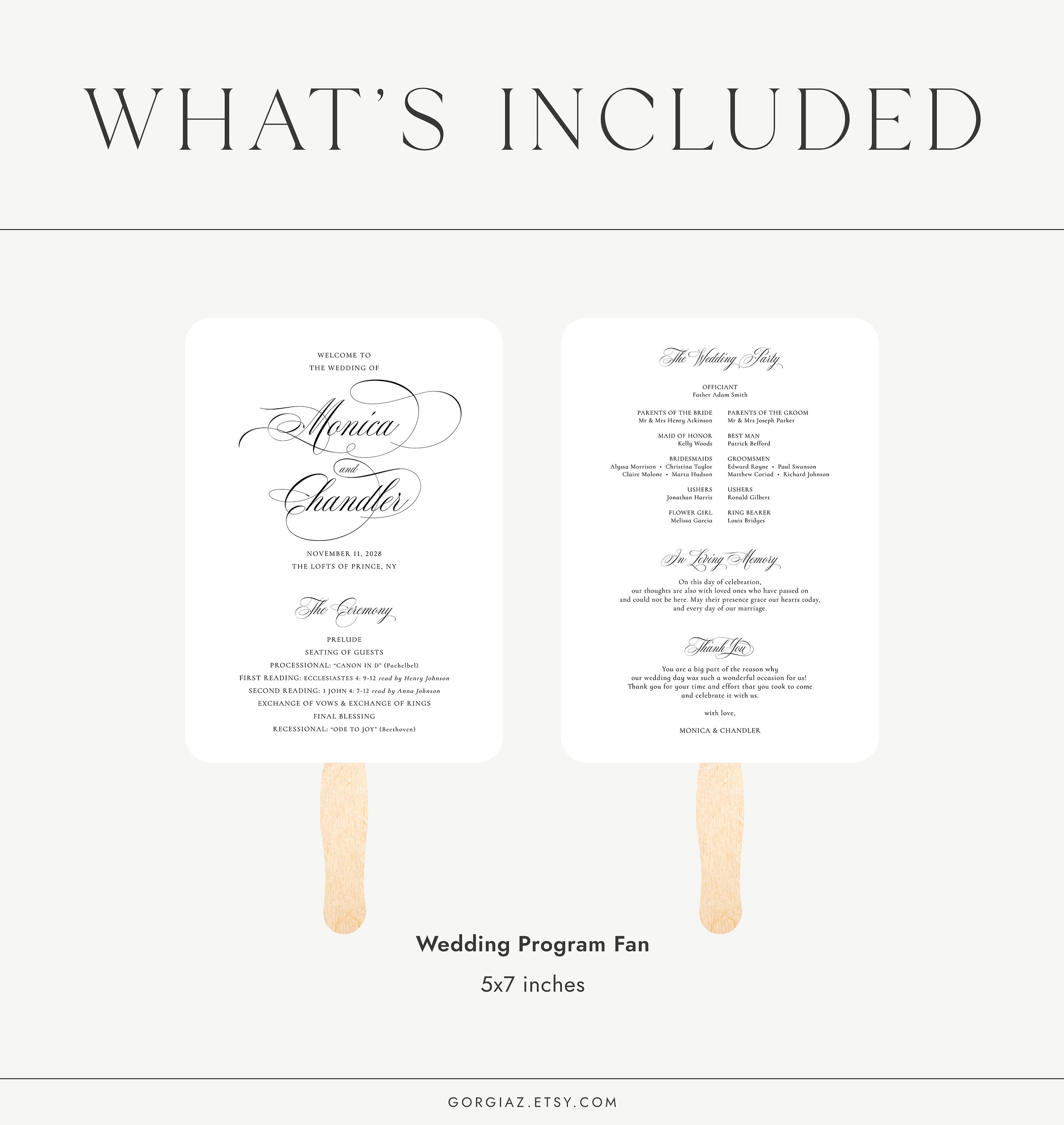 Classic Wedding Program Fan Template, Elegant Traditional Wedding ...