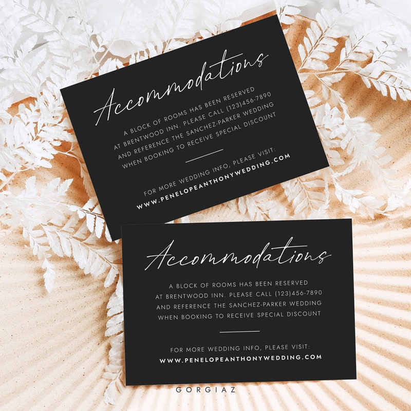 Accommodation Cards - Etsy