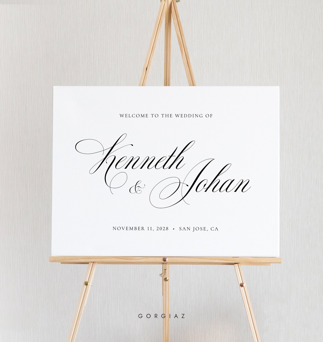 Classic Wedding Welcome Sign Template, Elegant Wedding Welcome Sign ...