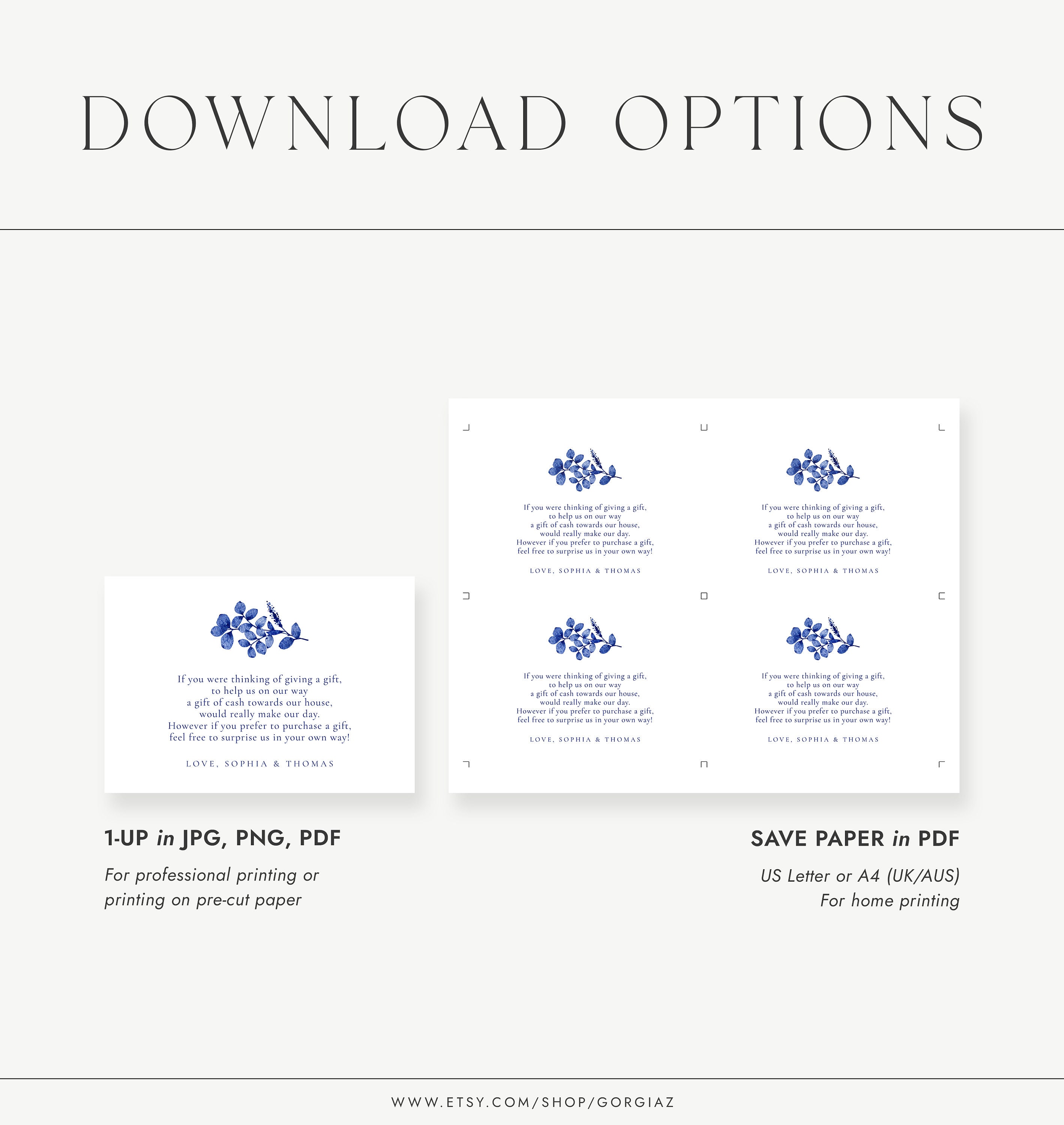 Wedding Wishing Well Card Template Rustic Navy Blue Wishing - Etsy