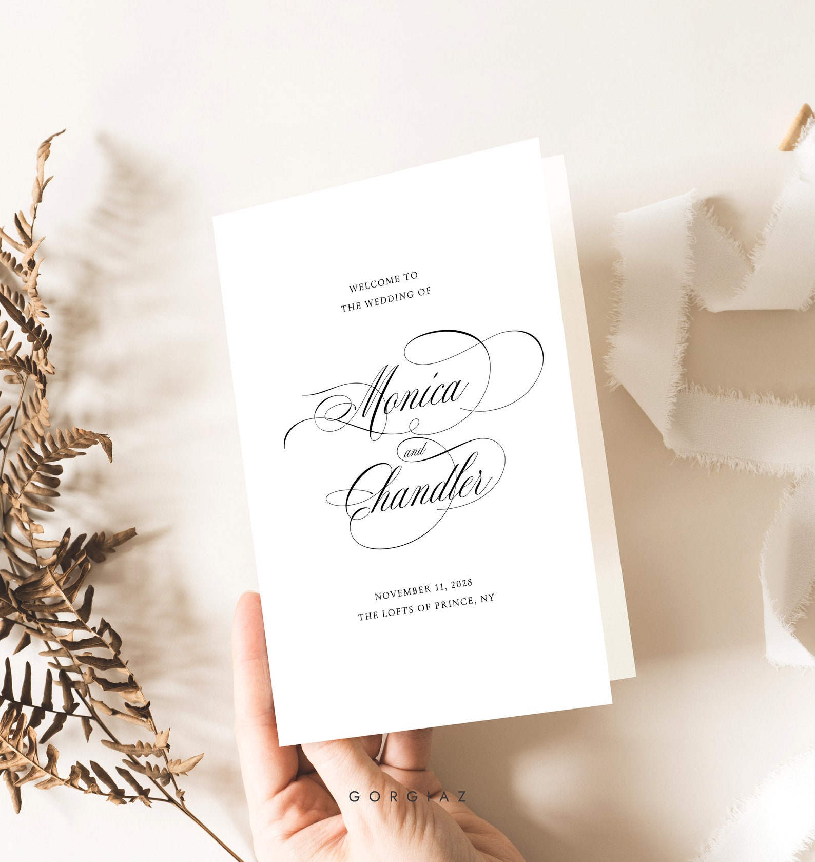 Classic Wedding Program Booklet Template, Elegant Wedding Program ...