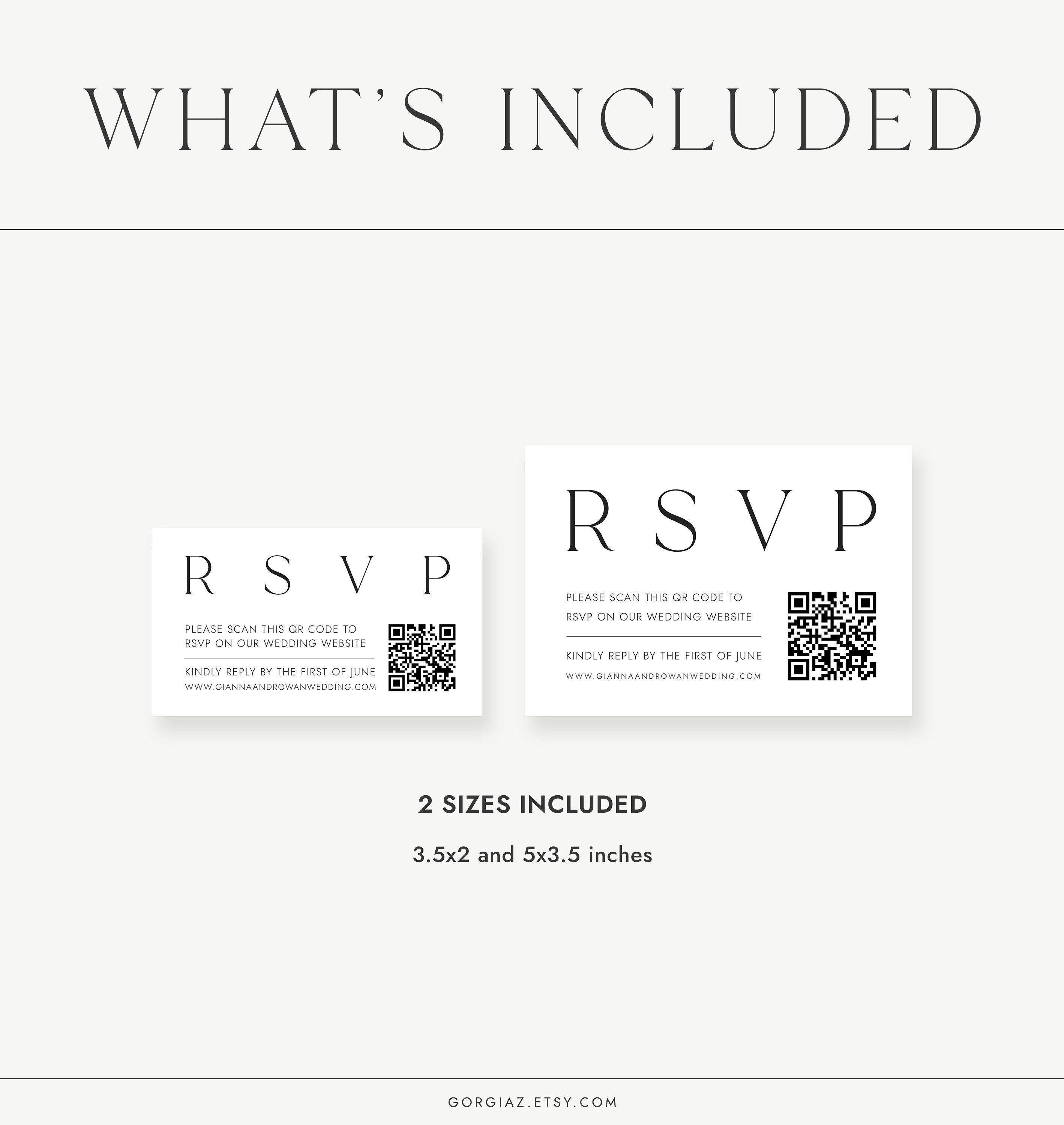 QR Code RSVP Templates Modern Minimalist Wedding Online Rsvp - Etsy