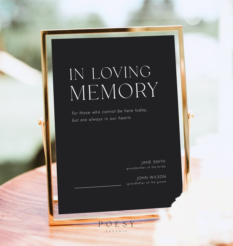 In Loving Memory Sign Template Minimalist Wedding Memorial - Etsy