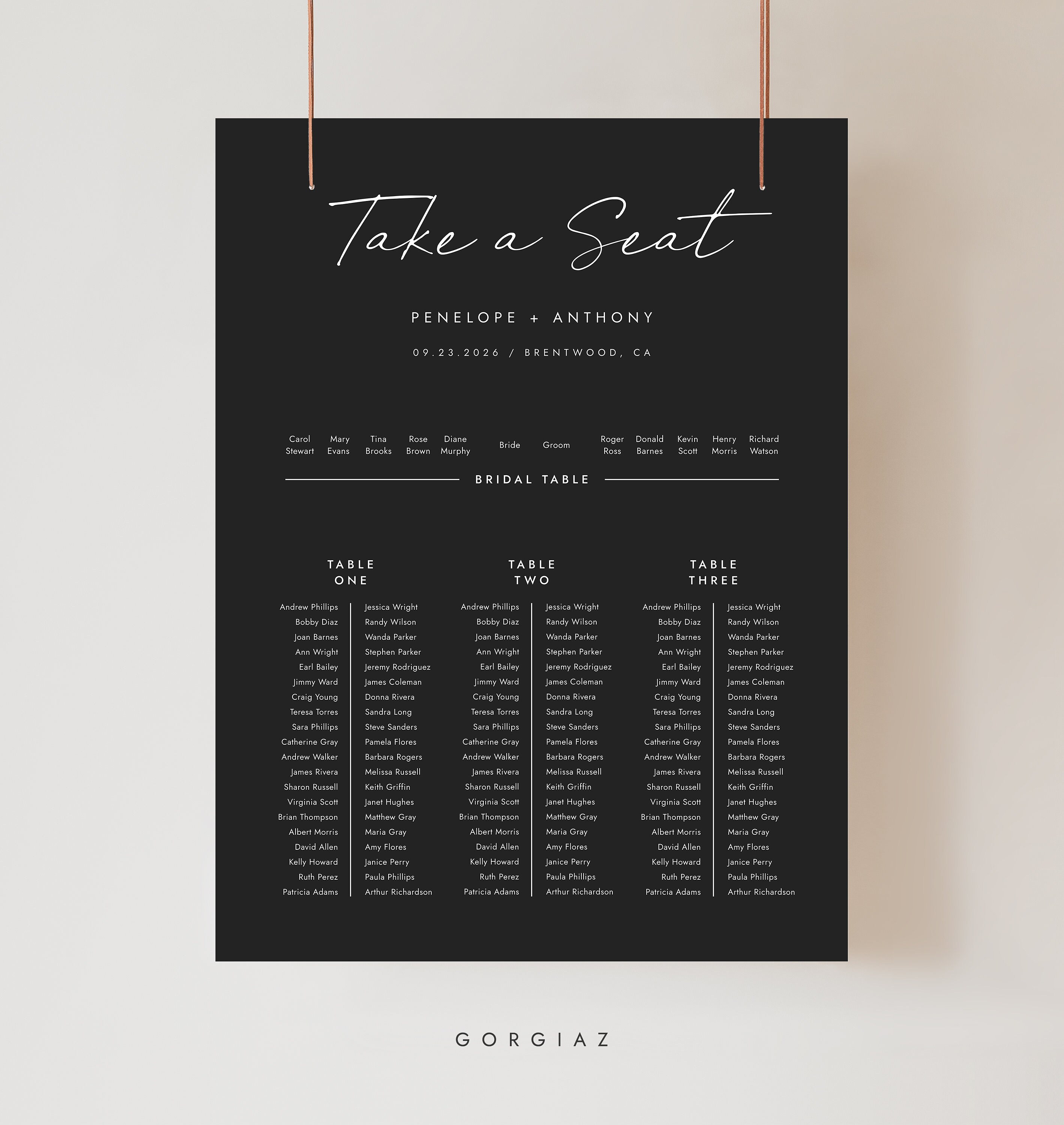 Banquet Seating Chart Template, Modern Minimalist Long Table Seating ...