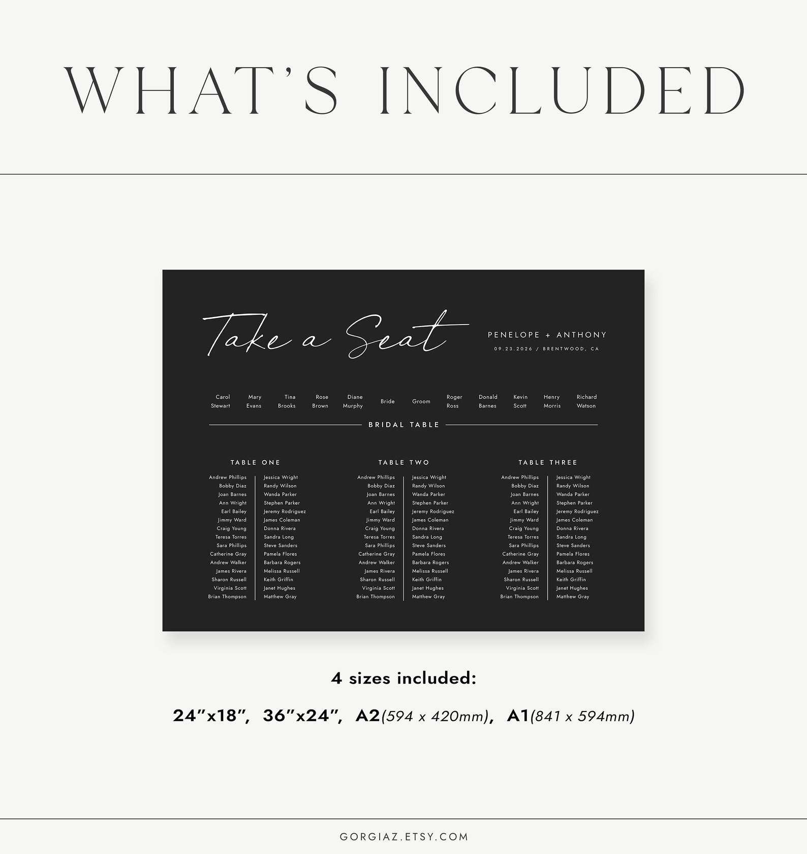 Minimalist Long Table Seating Chart Templates Modern Black - Etsy UK