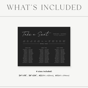 Minimalist Long Table Seating Chart Templates, Modern Black Banquet ...