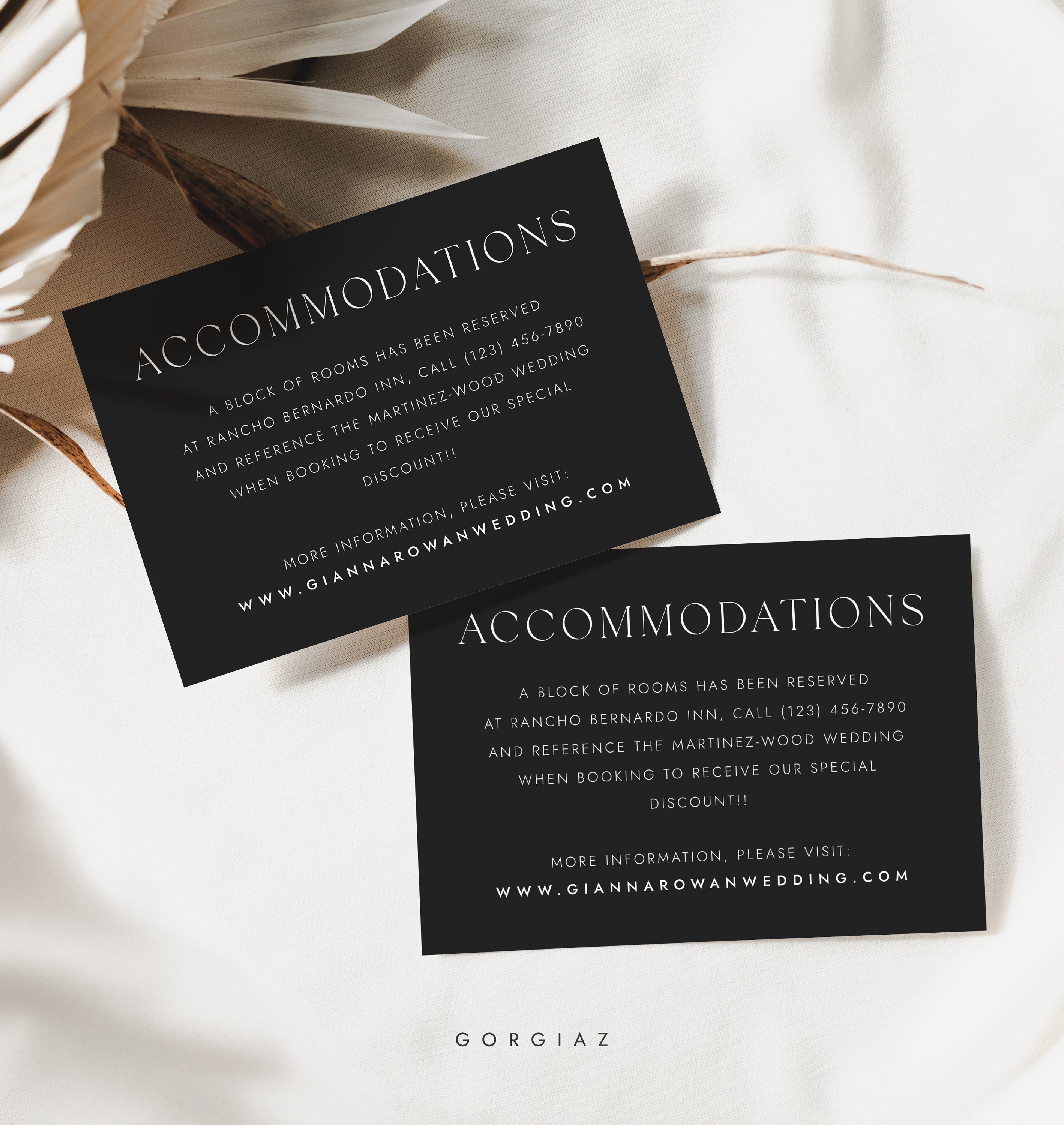 Wedding Accommodation Card Template, Modern Minimalist Wedding Hotel ...