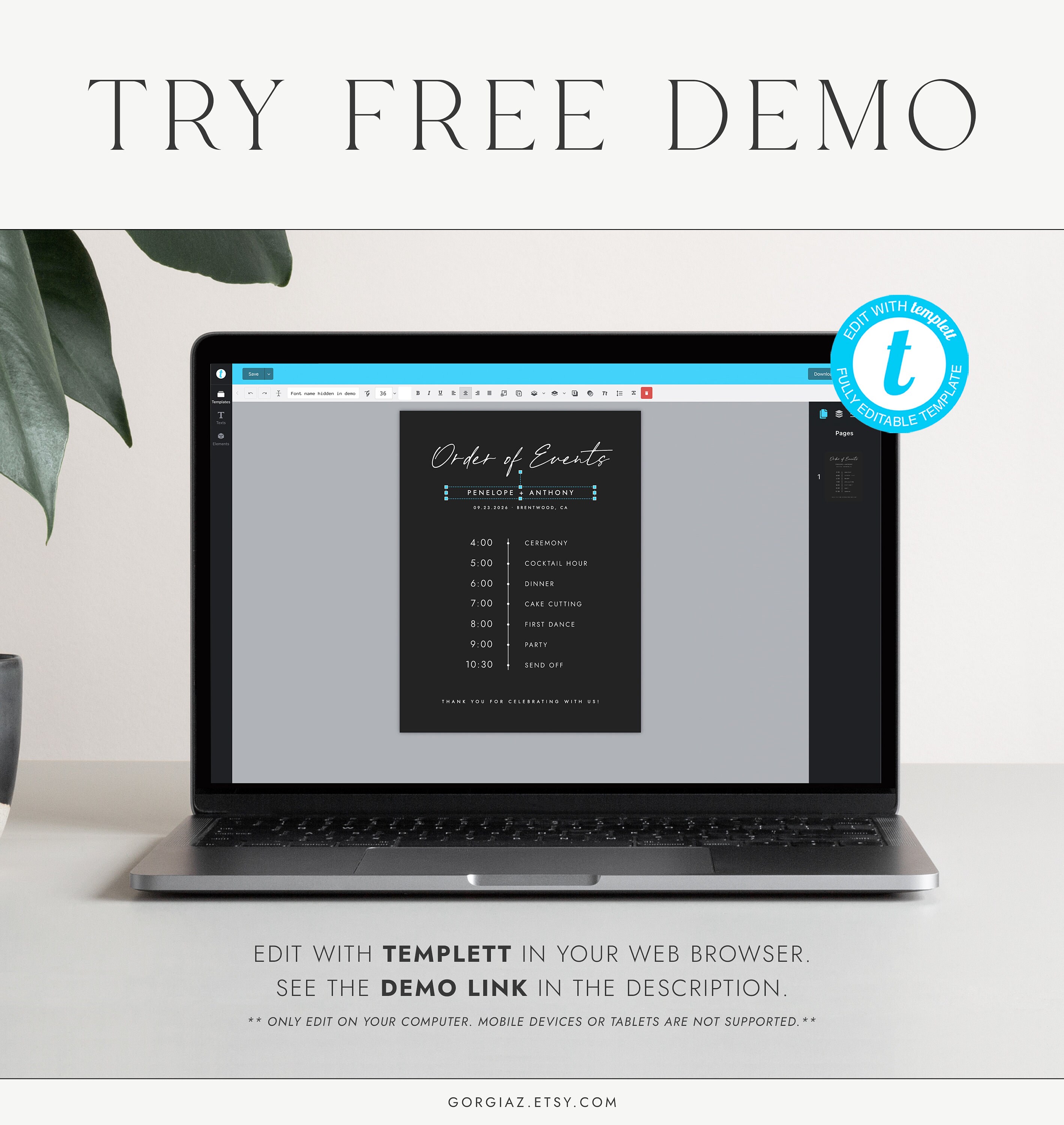 Order of Events Templates Modern Minimalist Wedding Timeline - Etsy