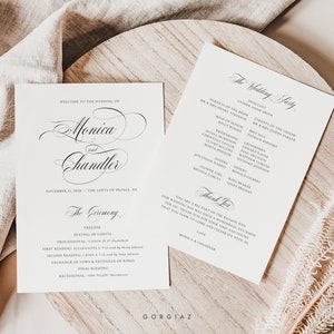 Classic Wedding Program Templates, Elegant Traditional Wedding Ceremony ...