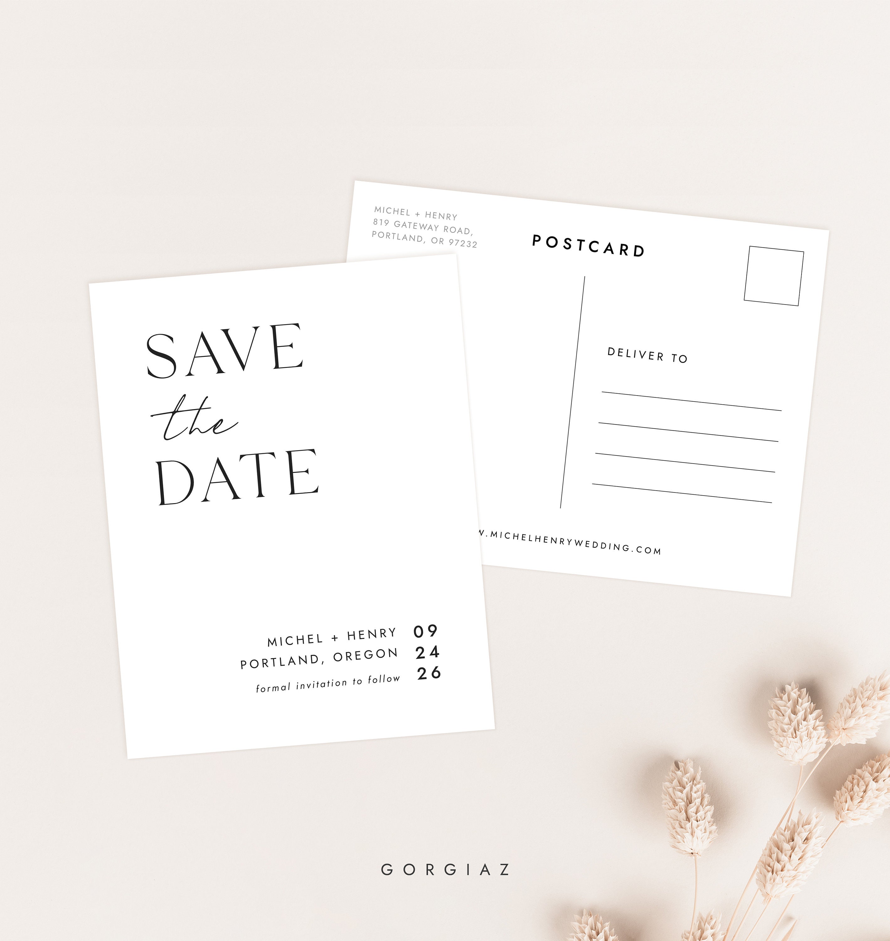 Save the Date Postcard Template, Modern Minimalist Save the Date ...