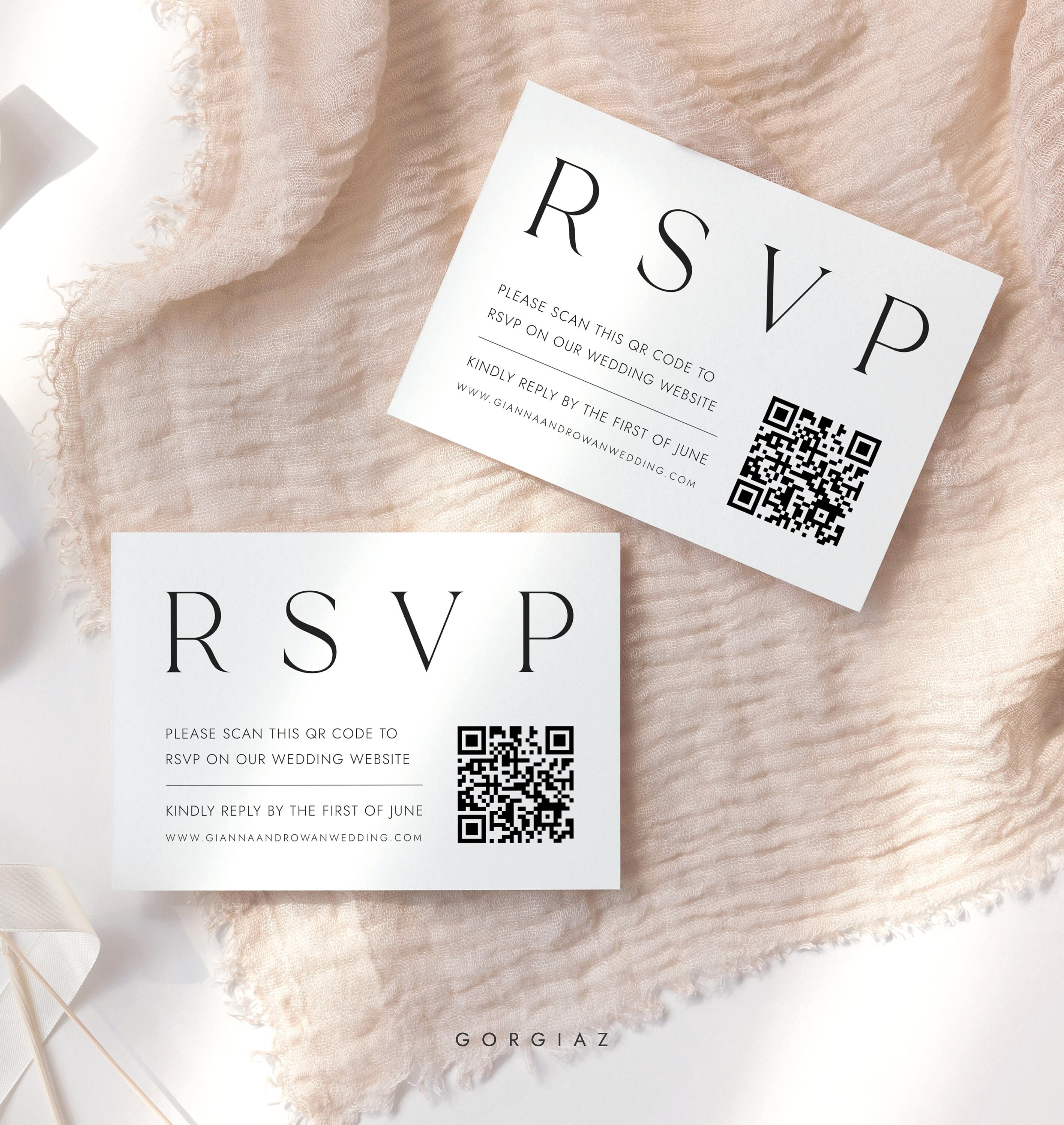 QR Code RSVP Templates Modern Minimalist Wedding Online Rsvp - Etsy