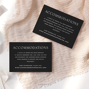 Wedding Accommodation Card Template, Modern Minimalist Wedding Hotel Accommodation Card ...