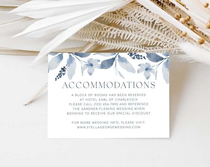 Printable OR Printed Wedding Accommodation Cards Navy and Marsala ...