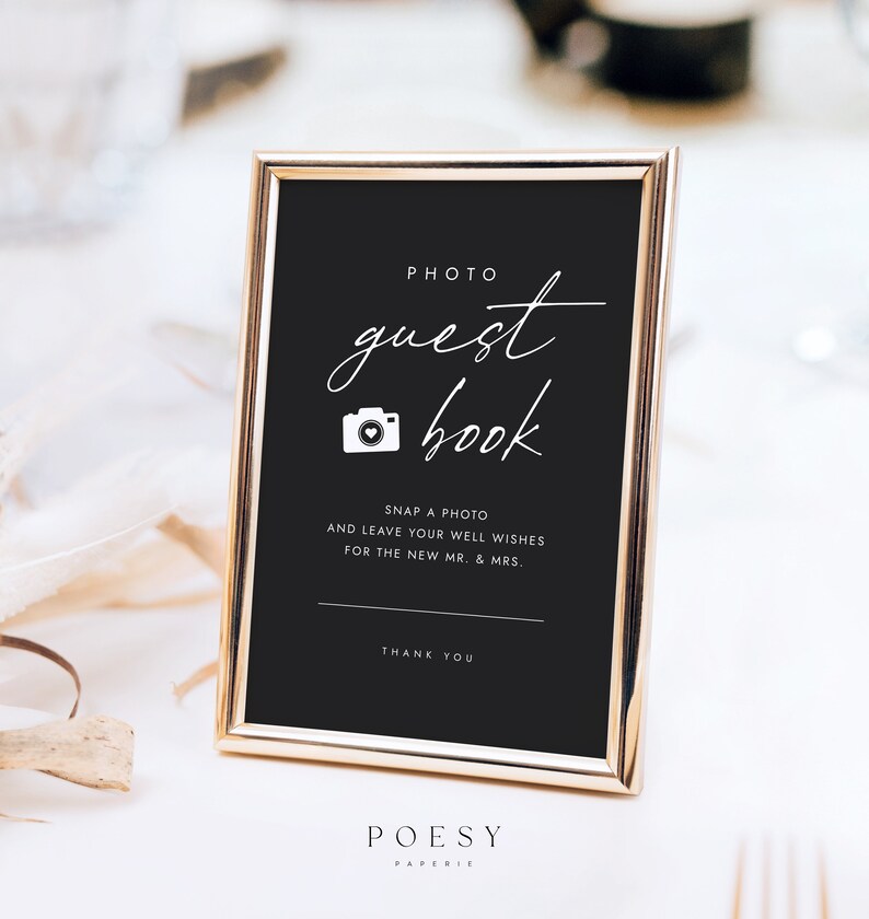 Photo Guestbook Sign Template Modern Minimalist Wedding Photo - Etsy