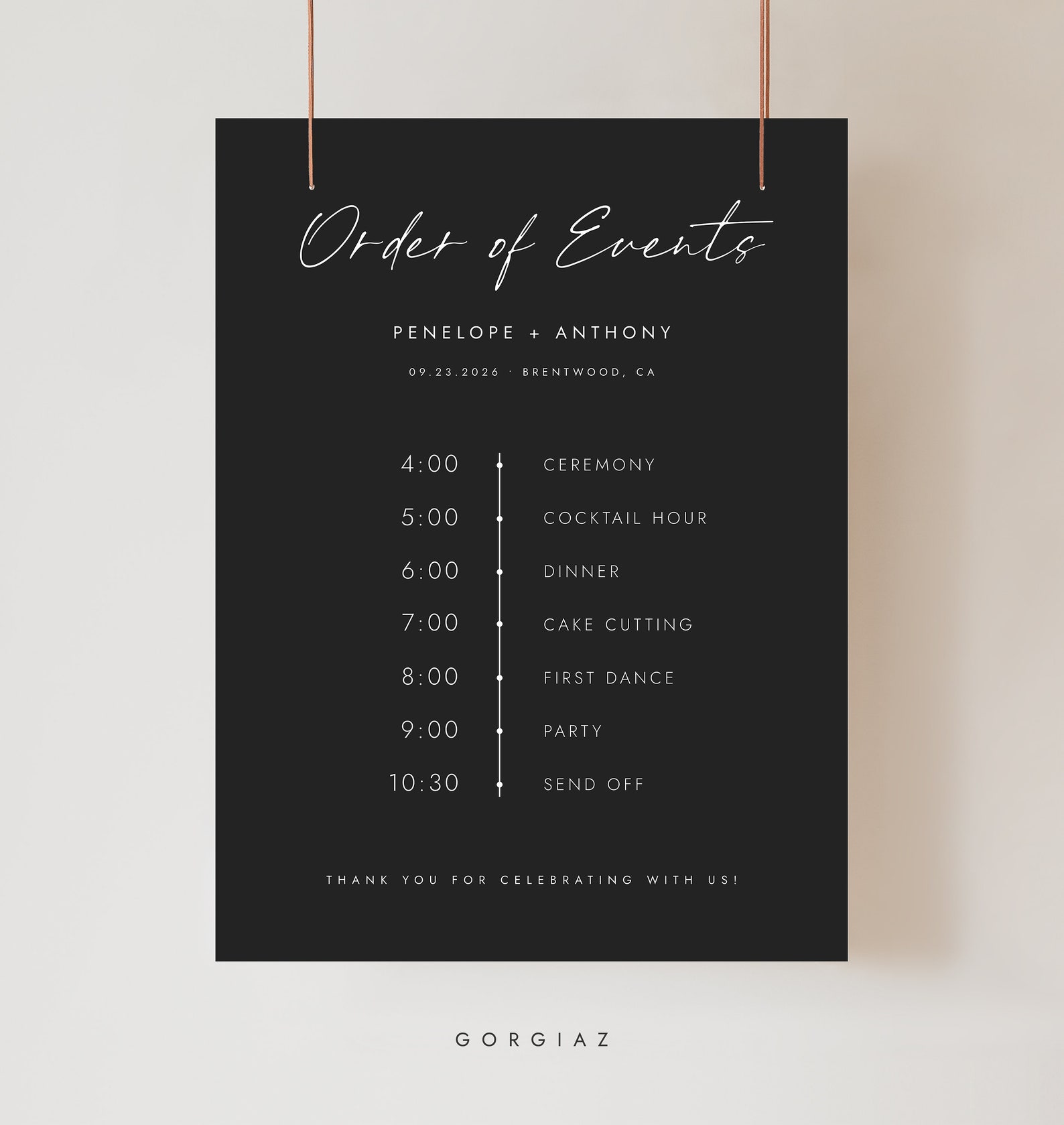Order of Events Templates Modern Minimalist Wedding Timeline - Etsy