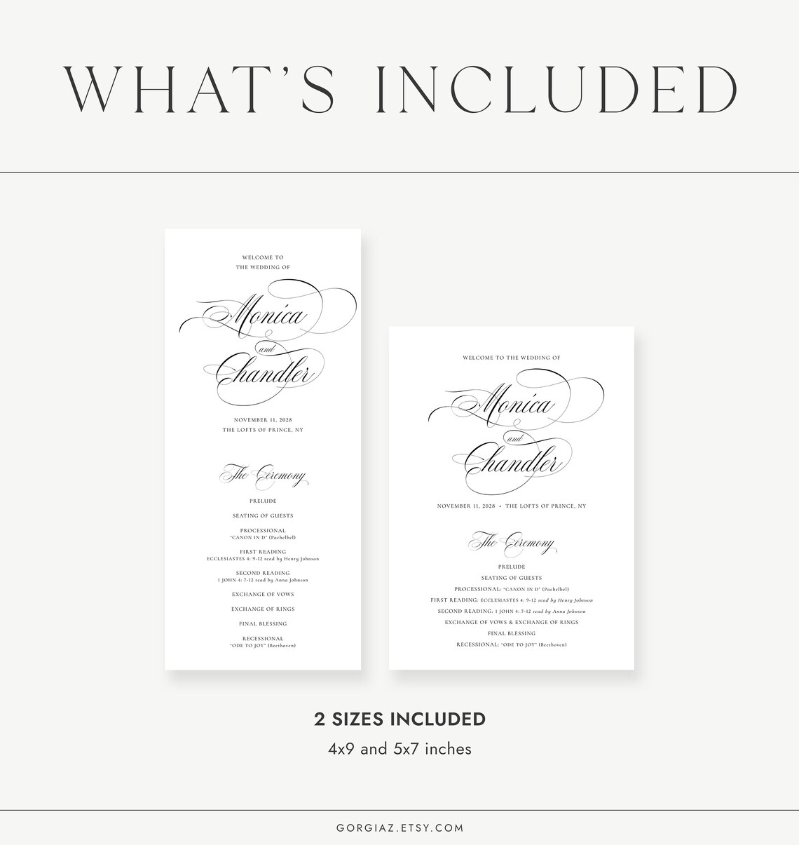 Classic Wedding Program Templates Elegant Traditional Wedding - Etsy
