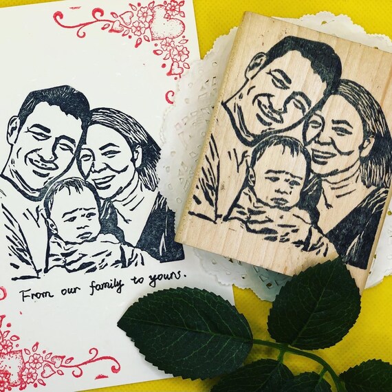 Family Portrait Stamp Portrait Stamp family stamp Custom | Etsy