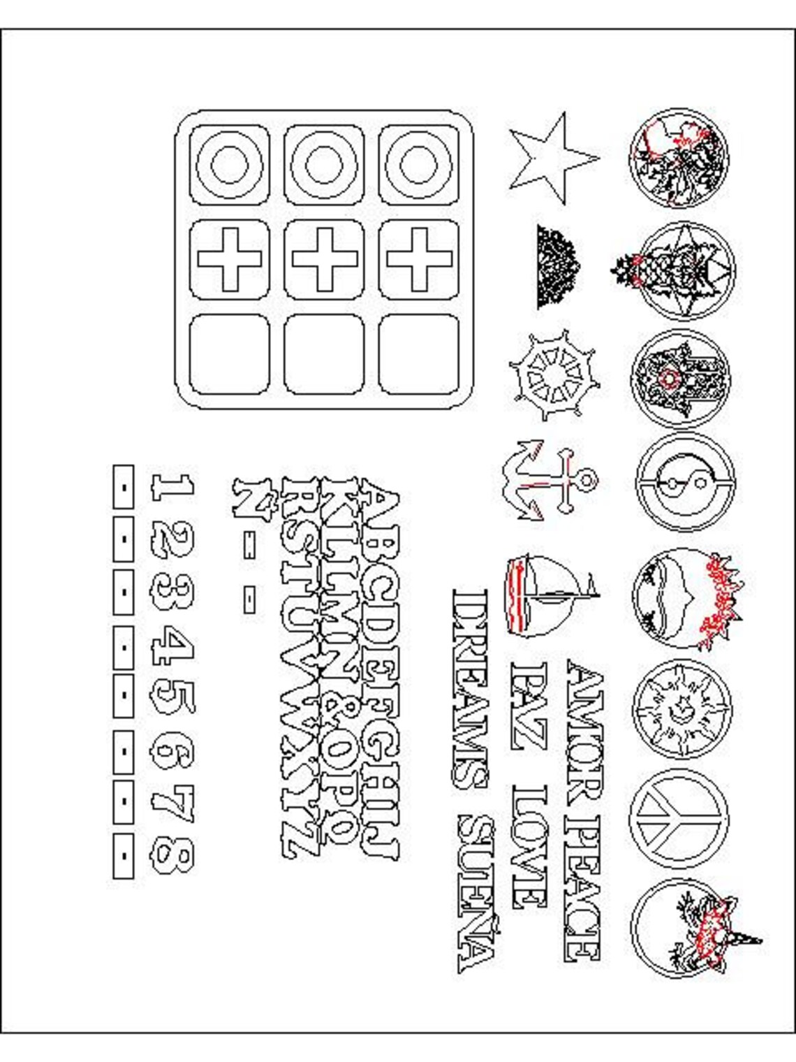 Mandalas Vector File Dxf Dwg Ai Cdr Svg Numbers and Letters With Foot ...