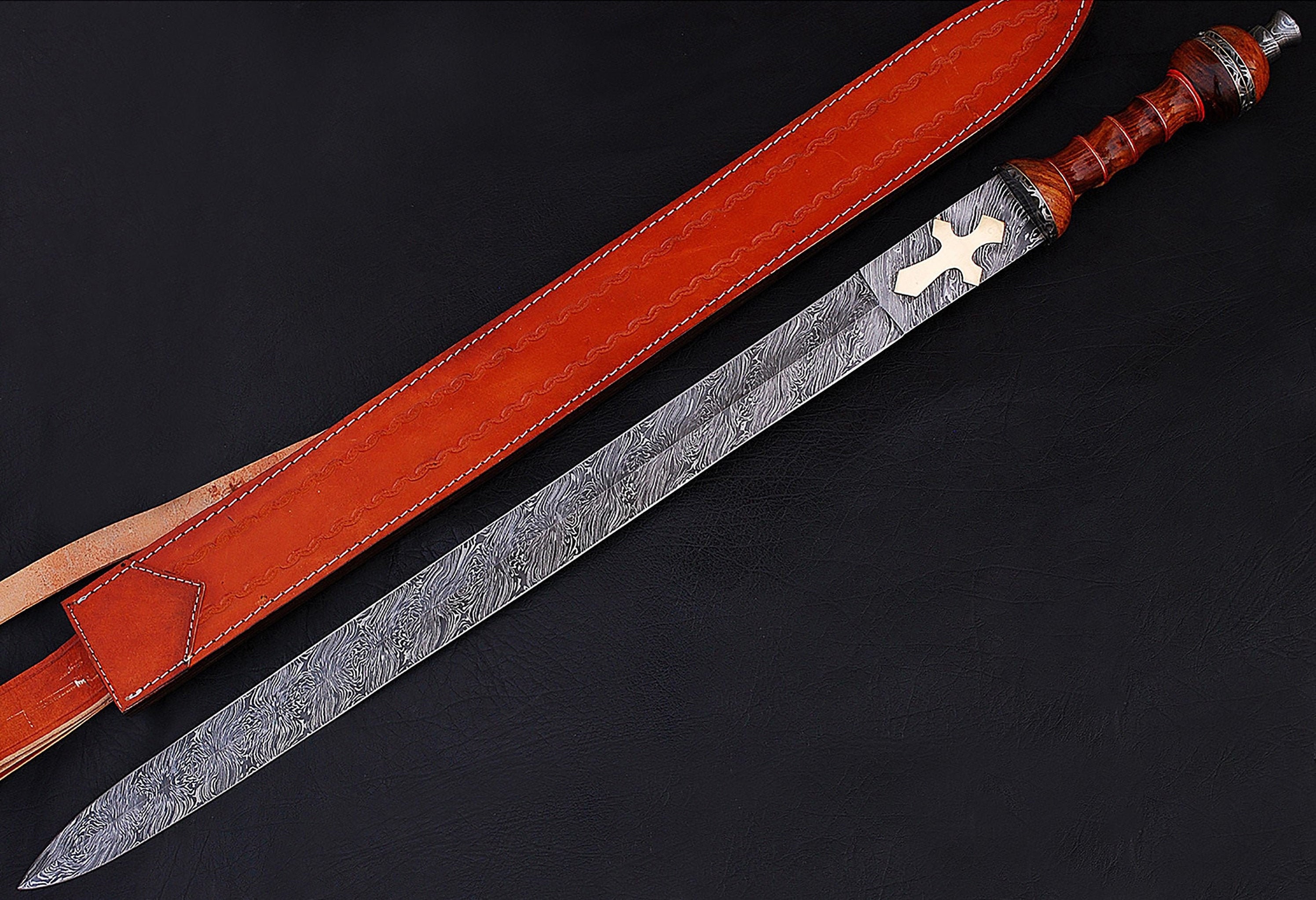 Gladius Sword Hand-Forged Damascus Steel - Double Edge Viking Style ...