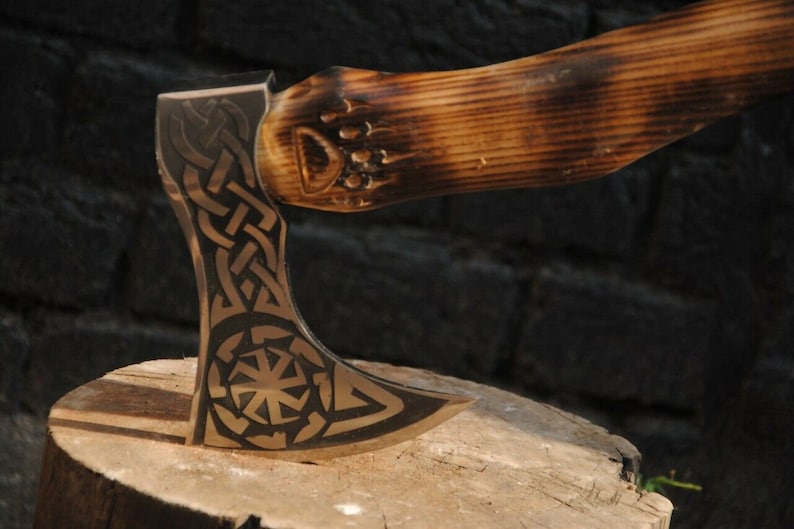 Bearded Viking Axe Etched on Axe Head Beautiful Axe Handle - Etsy
