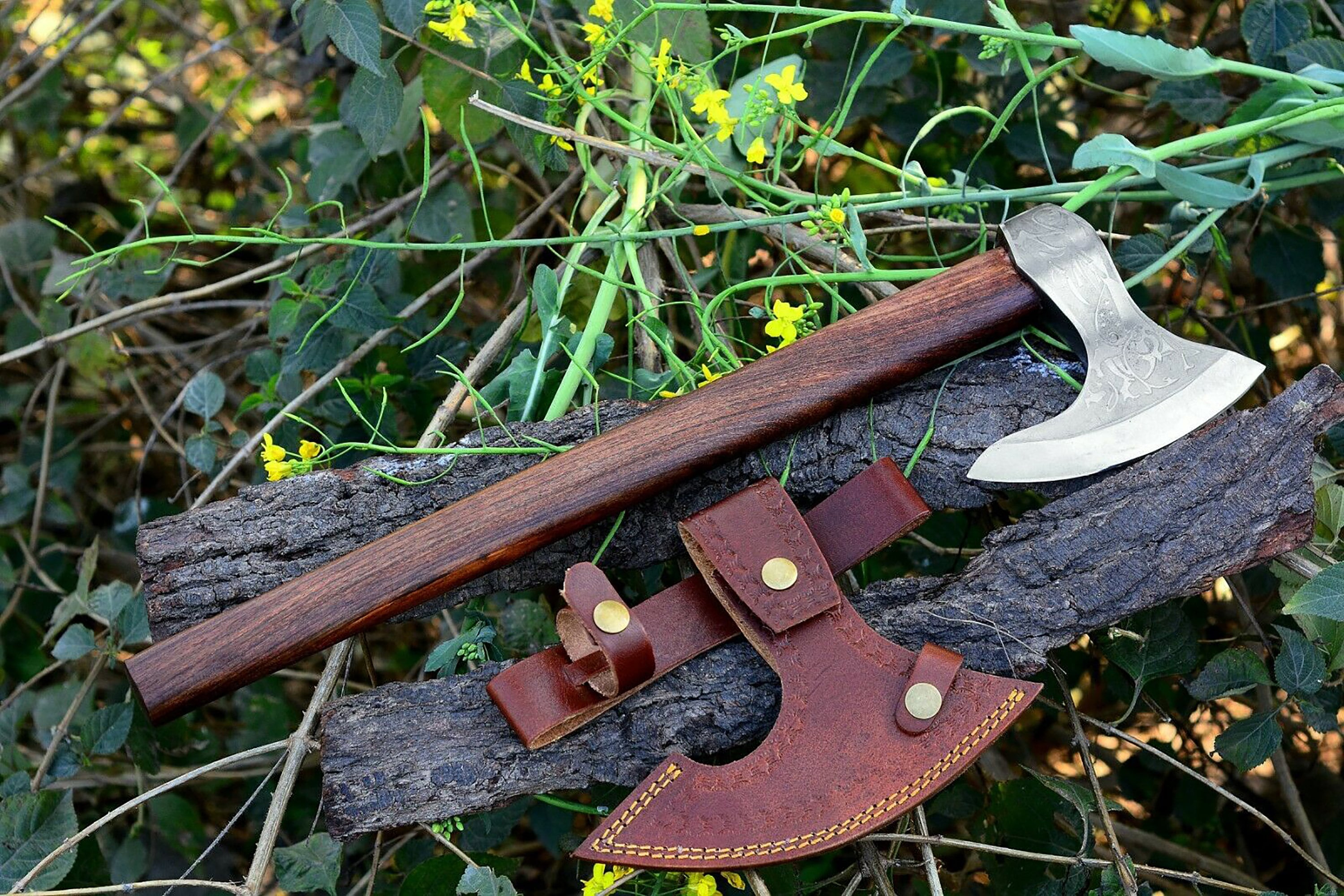 Hand Forged Viking Bearded Axe: Rosewood Handle, Camping Hatchet - Etsy