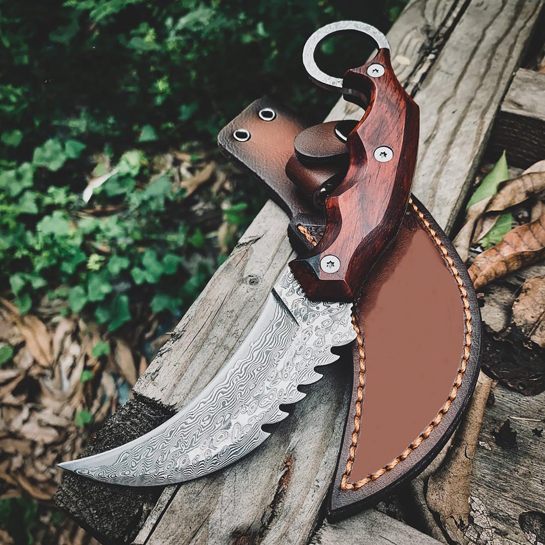 Handmade Damascus Steel Personalized Karambit Knife Groomsman Gift ...