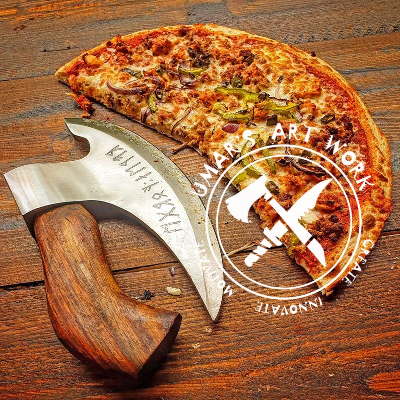 Pizza Cutter With Handmade Wood Handle, Deep Dish, Pizza Axe, Pan Style ...