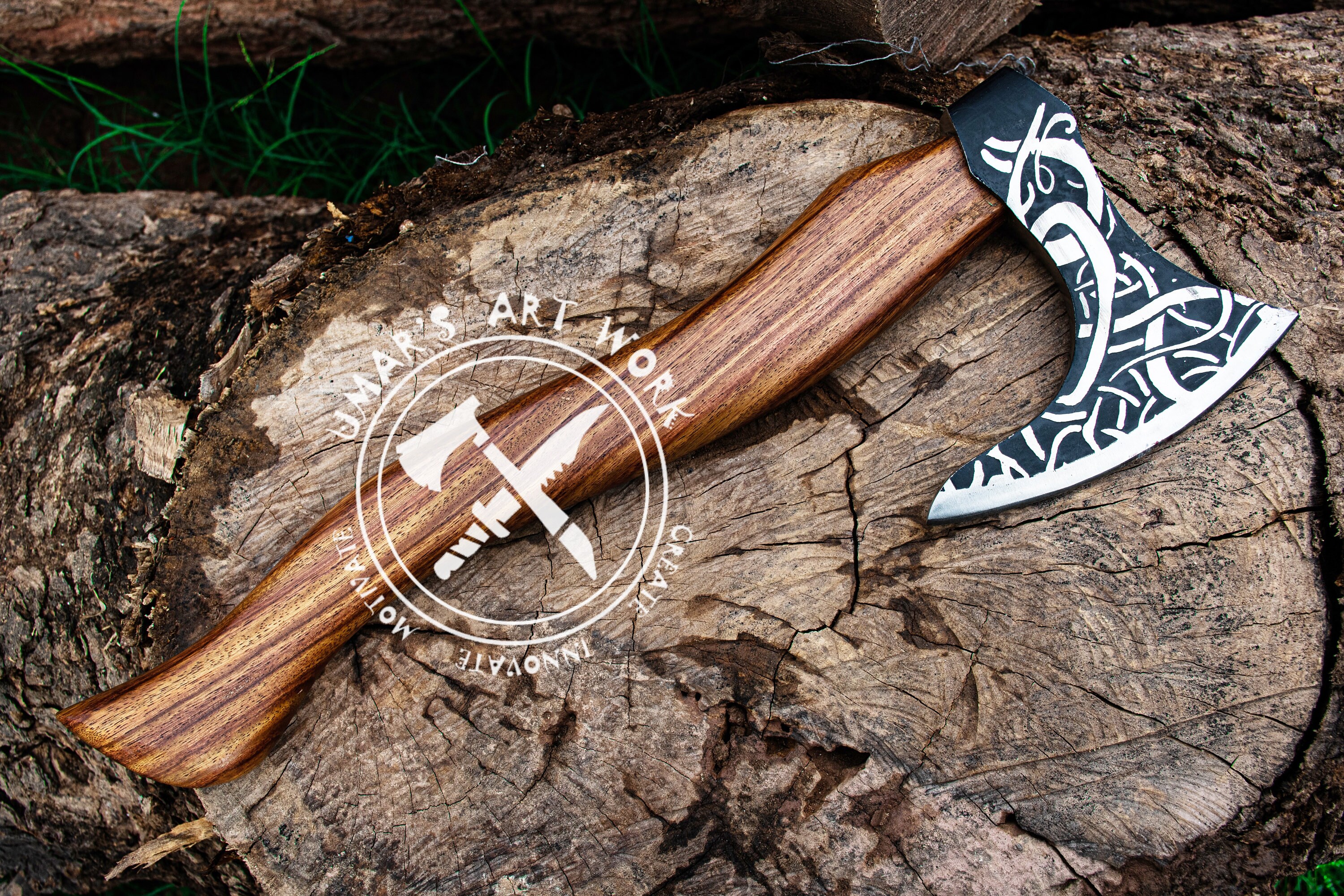 Hand Forged Throwing Viking Axe Hand Engraved On Carbon Steel | Etsy