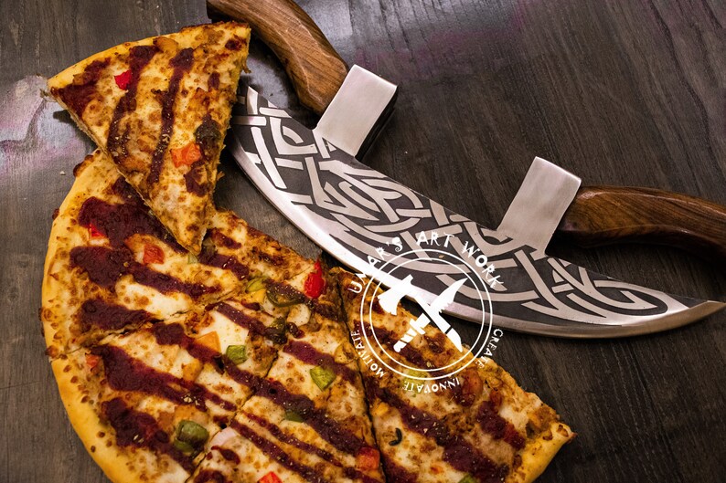 Pizza Cutter With Handmade Wood Handle, Deep Dish, Pizza Axe, Pan Style ...