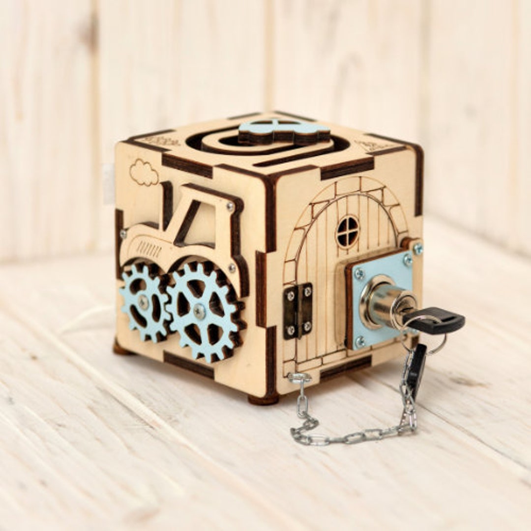 Busy Cube, Travel Activity Toy, Educational Activity Cube, Wooden Toy ...