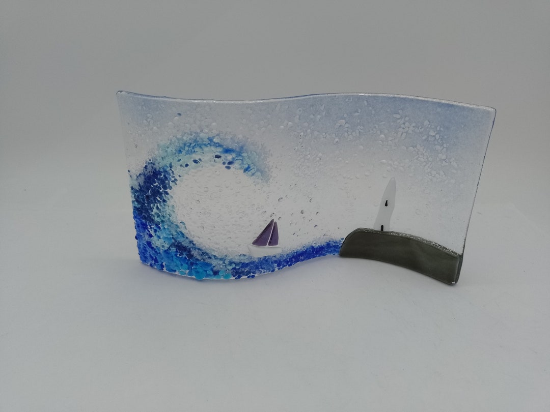 Fused Glass Curved Art, Fused Glass Wave, Fused Glass Standing Wave ...