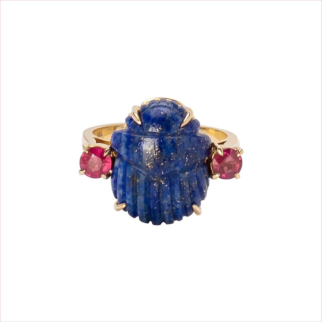 Egyptian Scarab Beetle Lapis Lazuli Ring, Good Luck Bug Jewelry ...