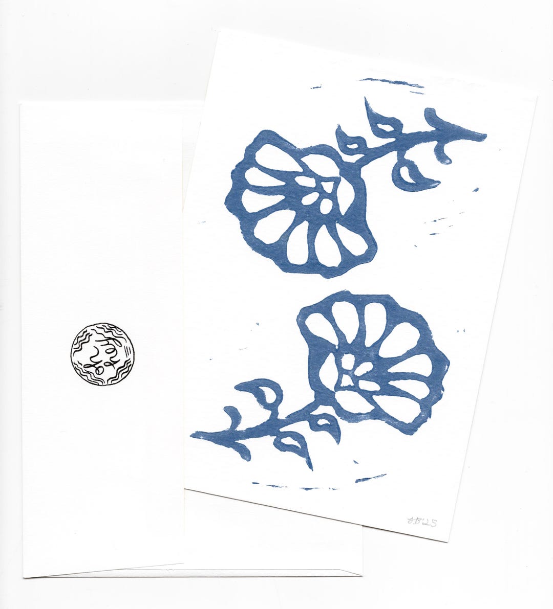 Periwinkle Blue Floral Block Print (5"x7") With Envelope - Etsy