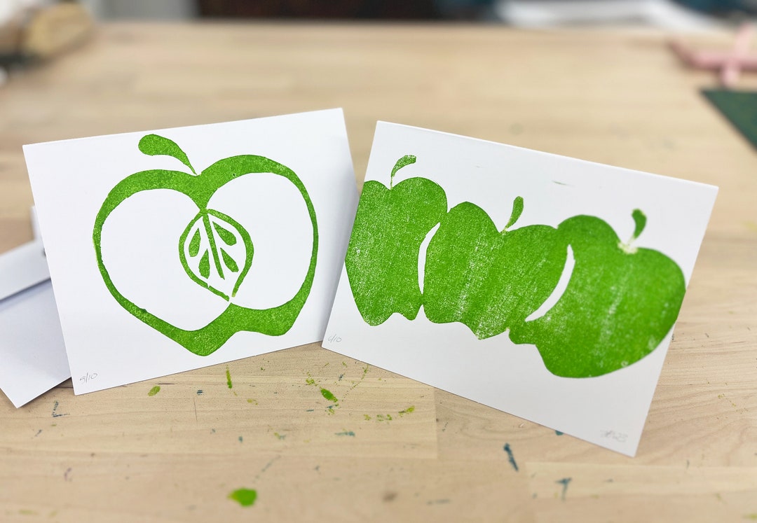 Apple Print Card With Envelope (set of 2) - Etsy