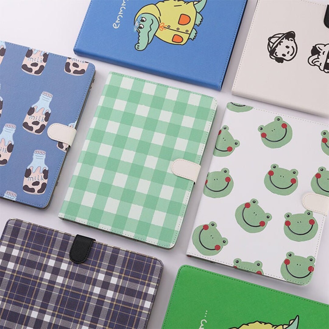 Kawaii Striped Plaid Green iPad Case With Pencil Holder for Ipad9.7/10 ...