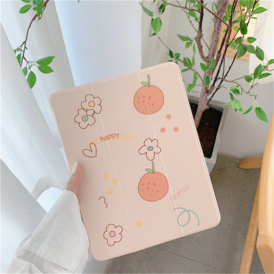 Orange Small Floral Cute 2021 iPad Case With Pencil Holder for - Etsy ...