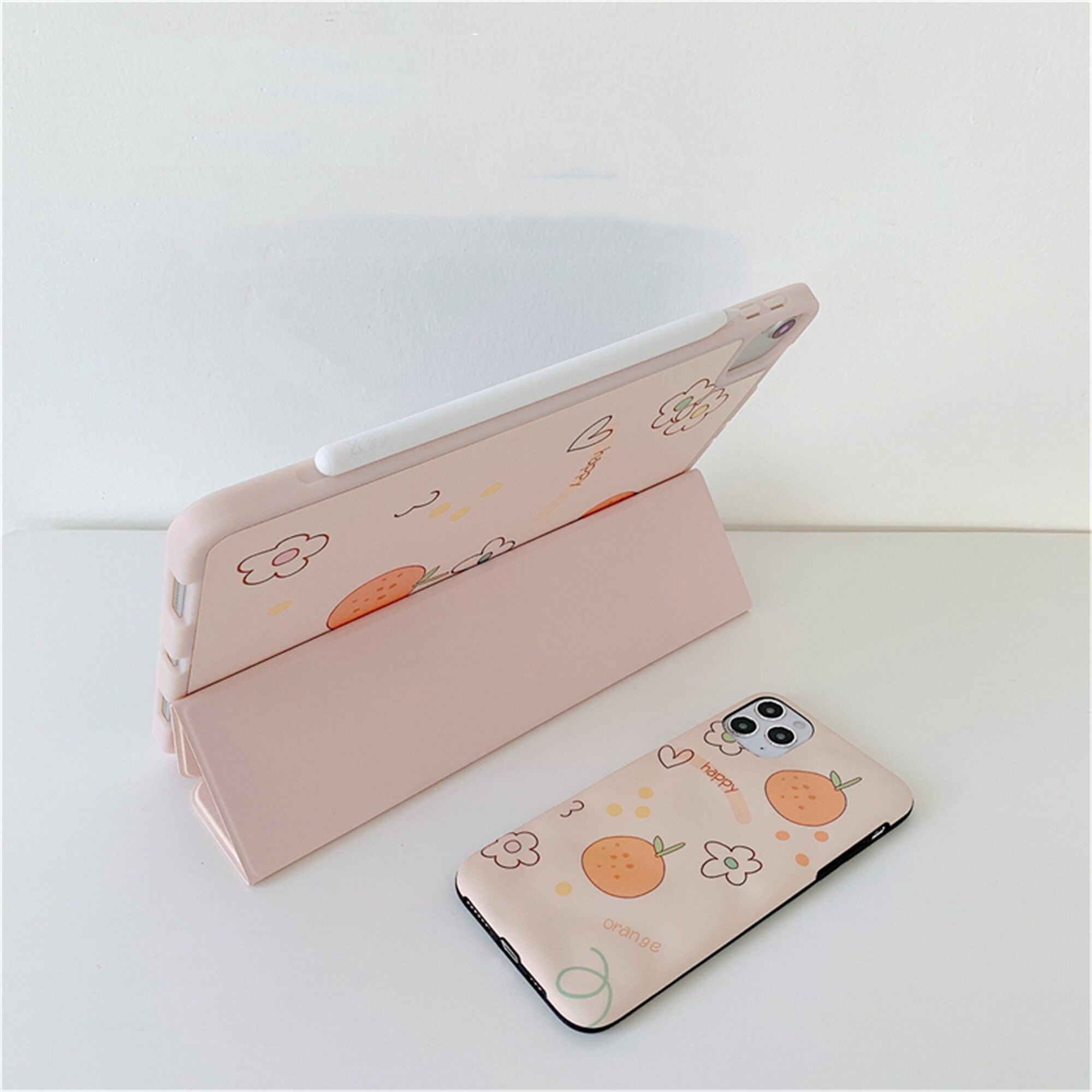 Orange Small Floral Cute 2021 Ipad Case With Pencil Holder for - Etsy ...