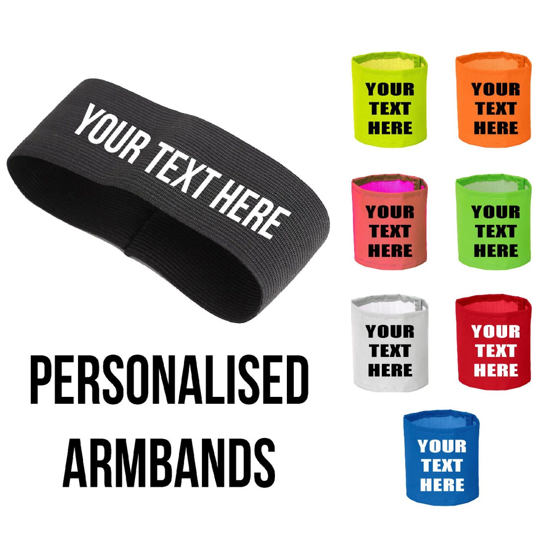 Personalised Hi Vis Armband Custom Printed High Viz Captains Football ...