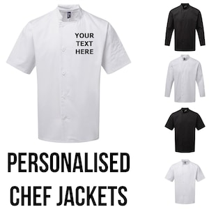 Personalised Unisex Chefs Jacket Embroidered Short Sleeve Long Sleeve ...