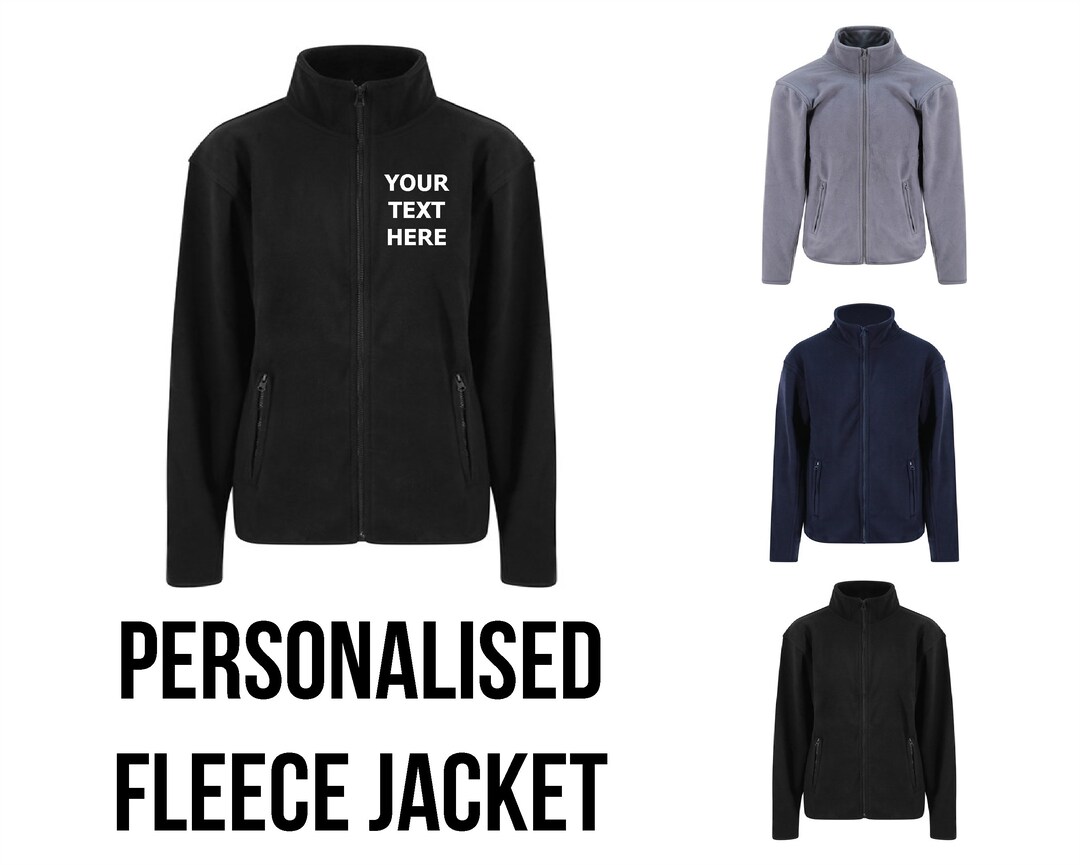 Personalised Fleece Jacket, Mens & Womens, Text Logo, Custom ...