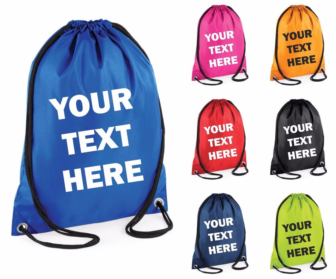 Personalised Printed Gym Bag Swim Bag PE Kit Sack Sports Kids ...