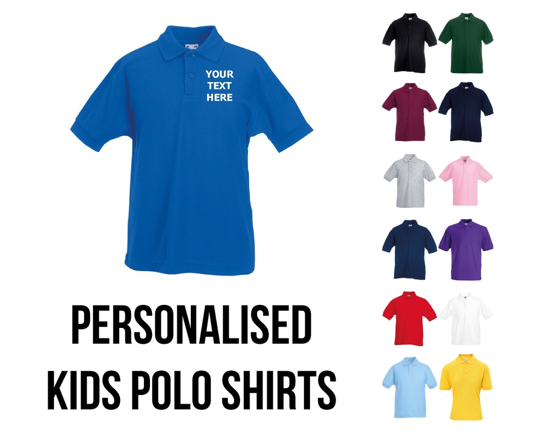 Personalised Kids Polo Shirt, Boys & Girls, Custom Embroidered Polo ...