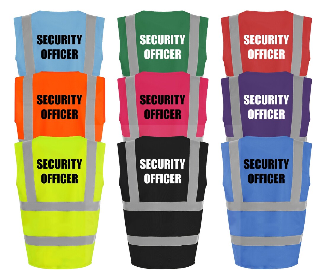 Security Officer High Vis Vest Custom Printed Hi Viz Safety Crew Vest ...