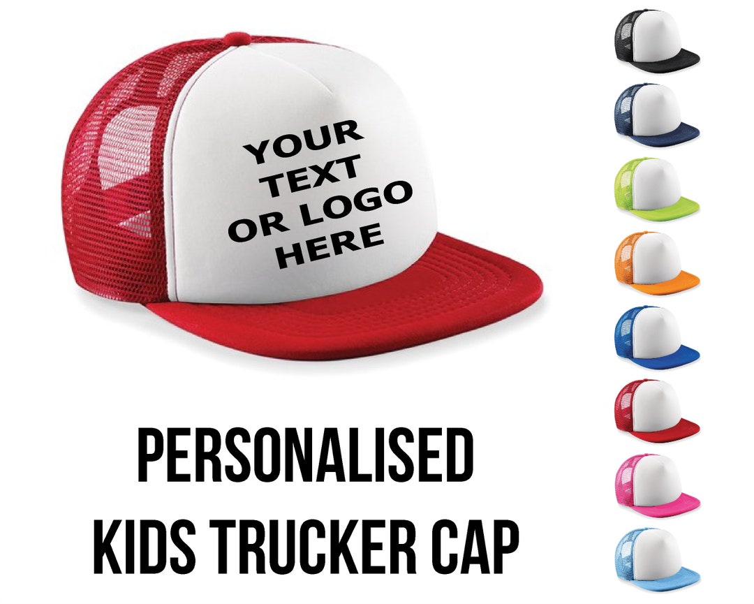 Personalised Kids Baseball Cap, Text or Logo, Custom Trucker Cap ...