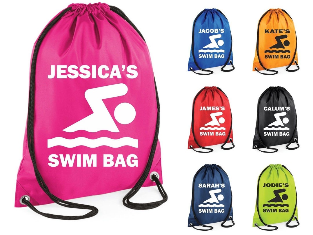 Personalised Swim Bag Printed Gym Bag Swim Bag PE Kit Sack Sports Kids ...