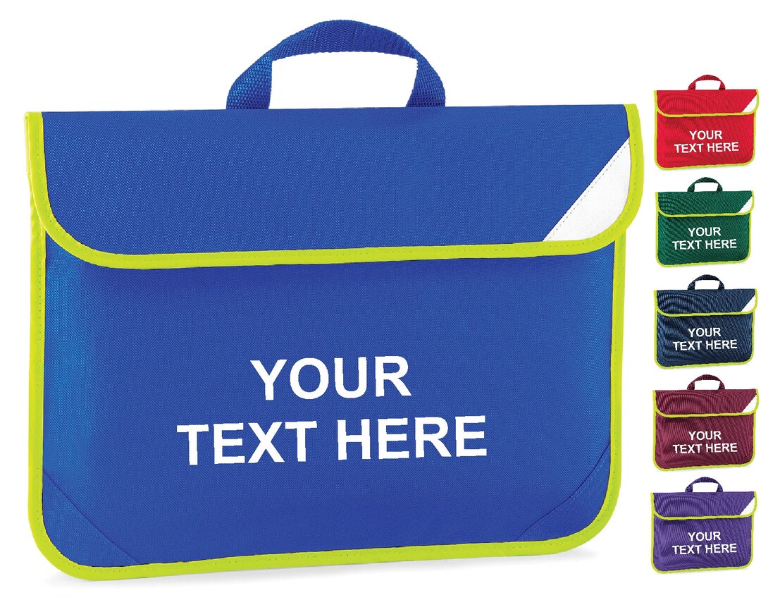 Personalised Printed Hi Vis School Book Bag Custom Childrens Briefcase ...