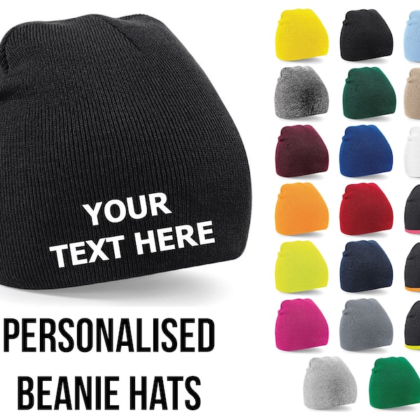 Personalised Embroidered Beanie Hat - Etsy UK