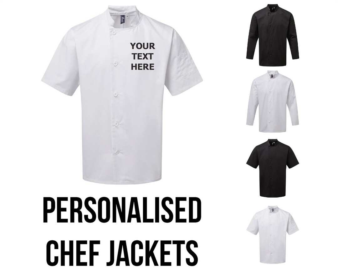 Personalised Chefs Jacket, Embroidered Unisex Chefs Apron, Short & Long ...