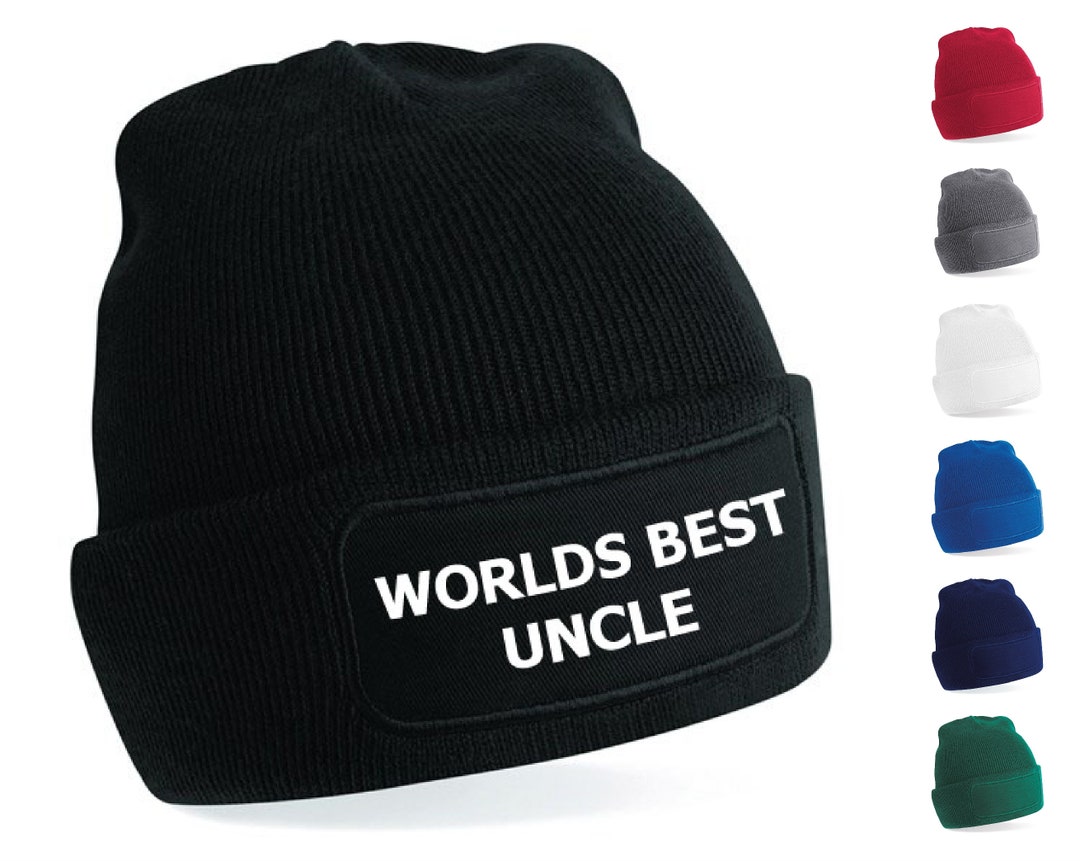 Personalised Uncle Hat, Worlds Best Uncle Beanie Hat, for Uncles ...